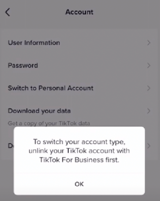 How to Unlink TikTok Account with TikTok for Business Account?